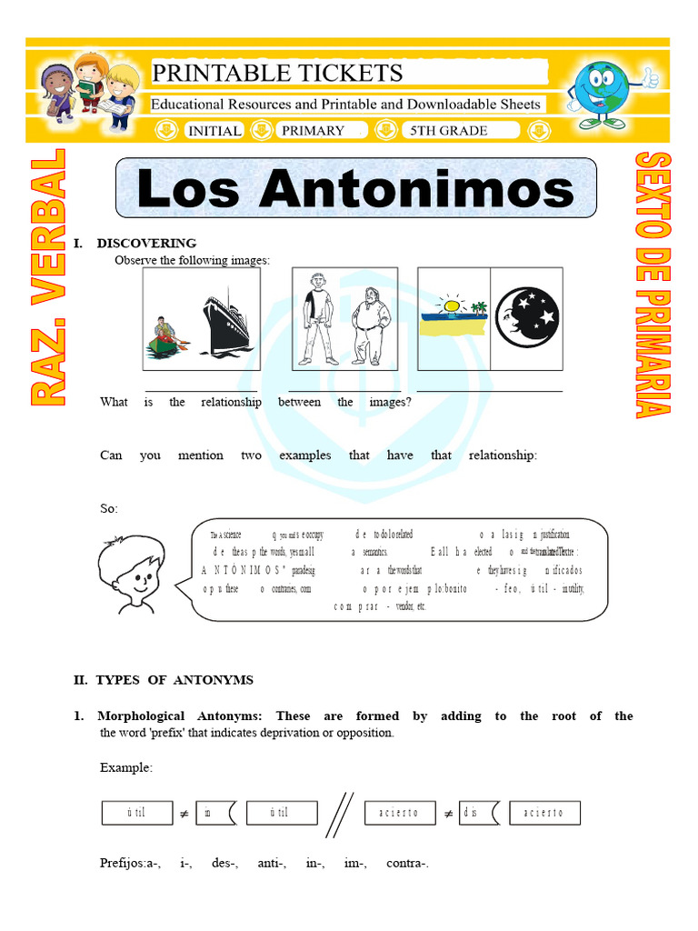 Understanding Antonyms for Sixth Graders | PDF | Lexical Semantics ...