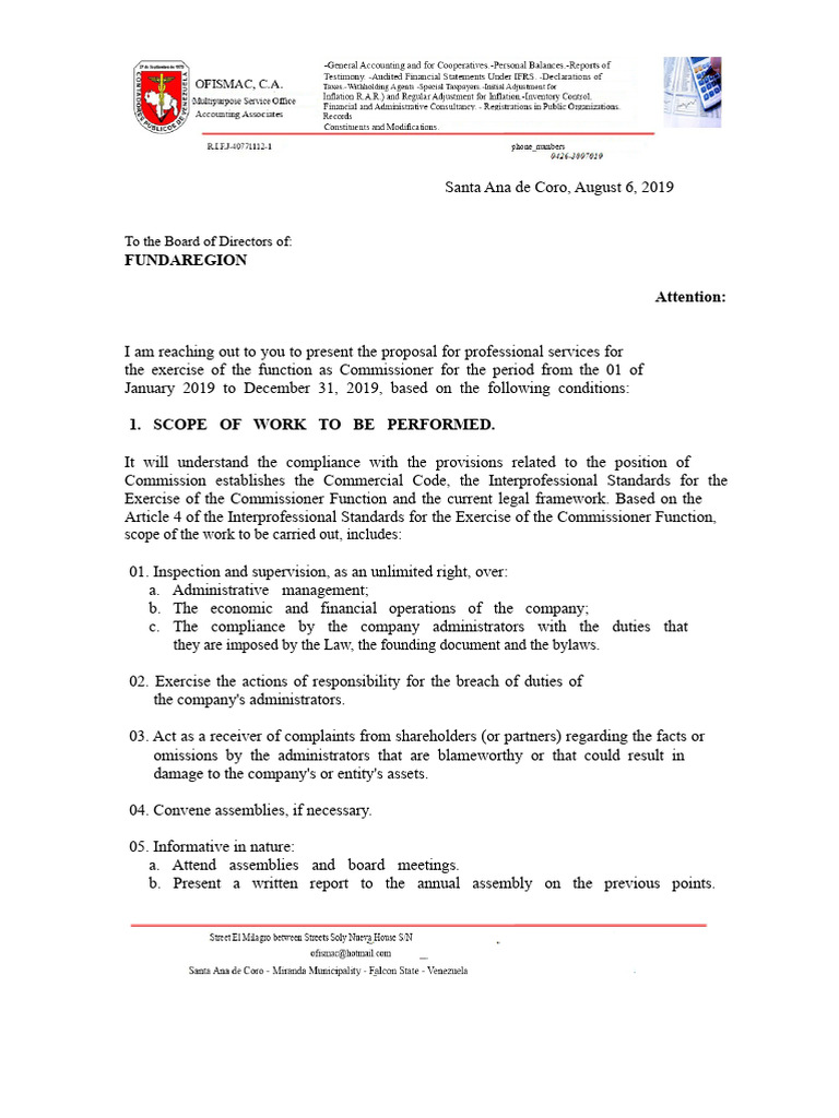 Job Proposal As Commissioner | PDF | Board Of Directors | Business
