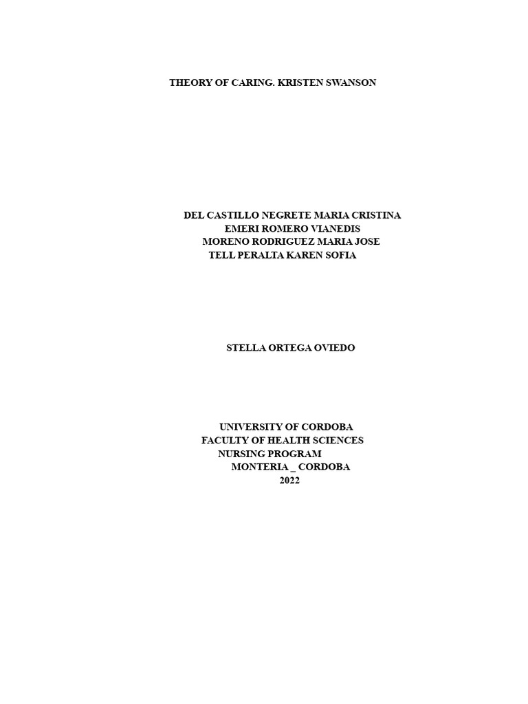 Theory of Caring Kristen Swanson | PDF | Theory | Attitude (Psychology)