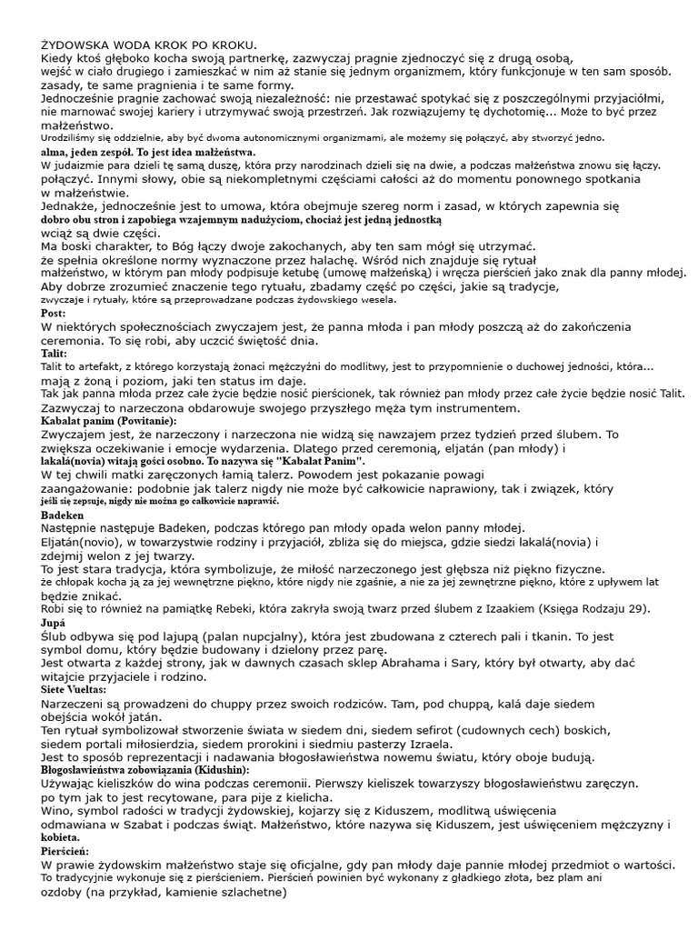 Żydowskie Wesele Krok Po Kroku | PDF