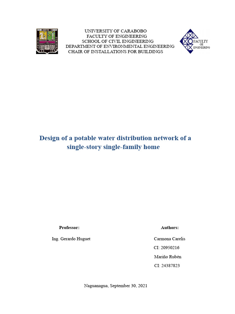 Potable Water Network Design Guide | PDF | Valve | Pipe (Fluid Conveyance)