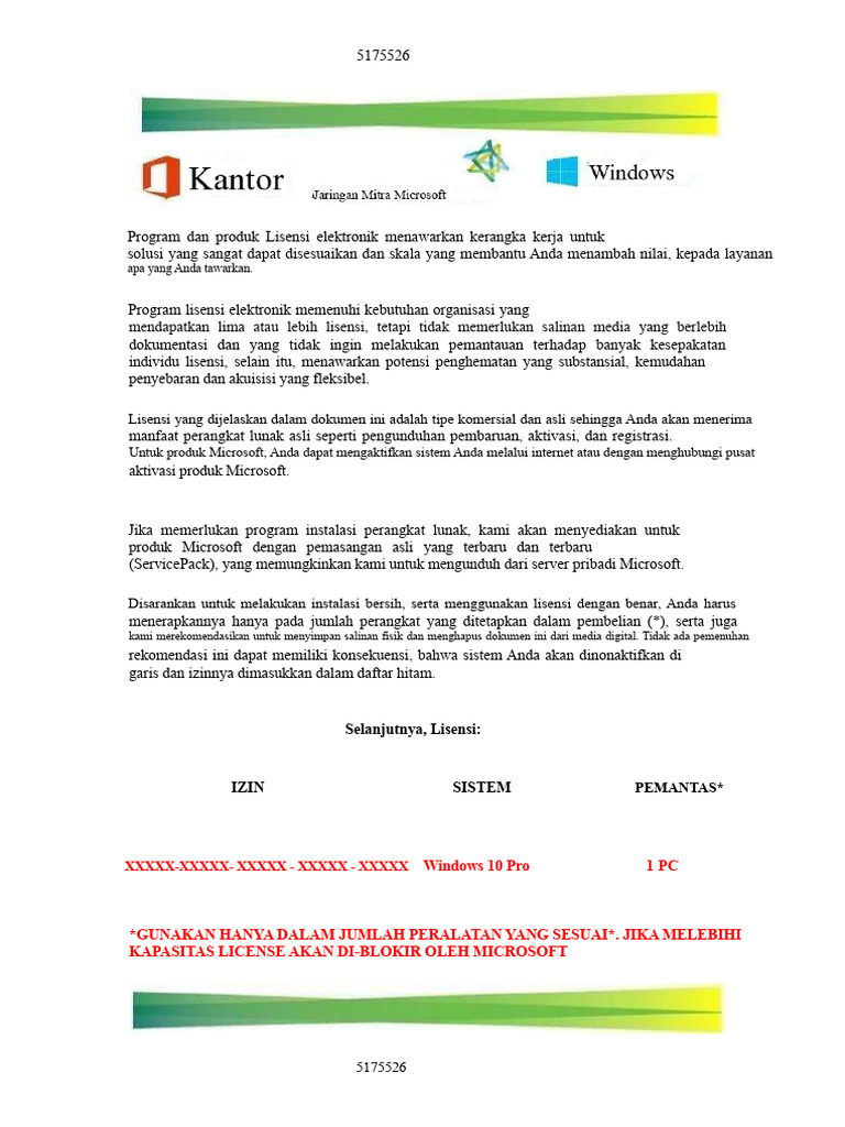 Lisensi Elektronik Microsoft untuk Organisasi | PDF