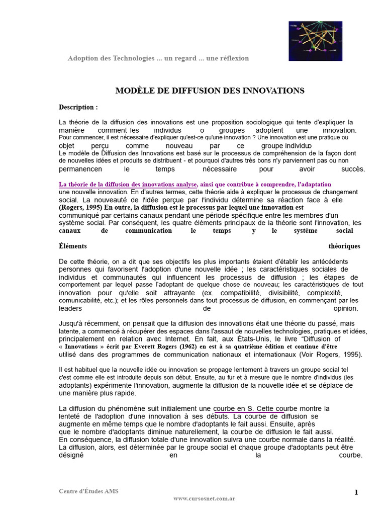 Modèle de Diffusion des Innovations | PDF | Innovation | Paradigme
