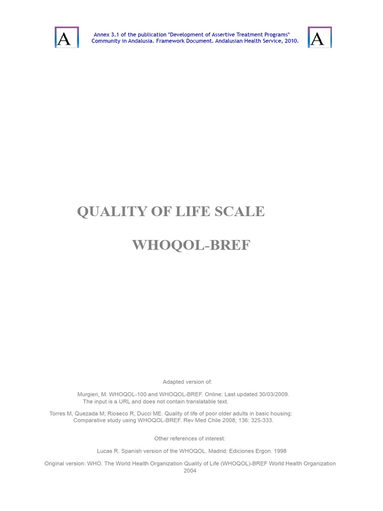 Quality-Of-Life-Scale-Whoqol-Bref (1) ADAPTATION | PDF | Quality Of ...