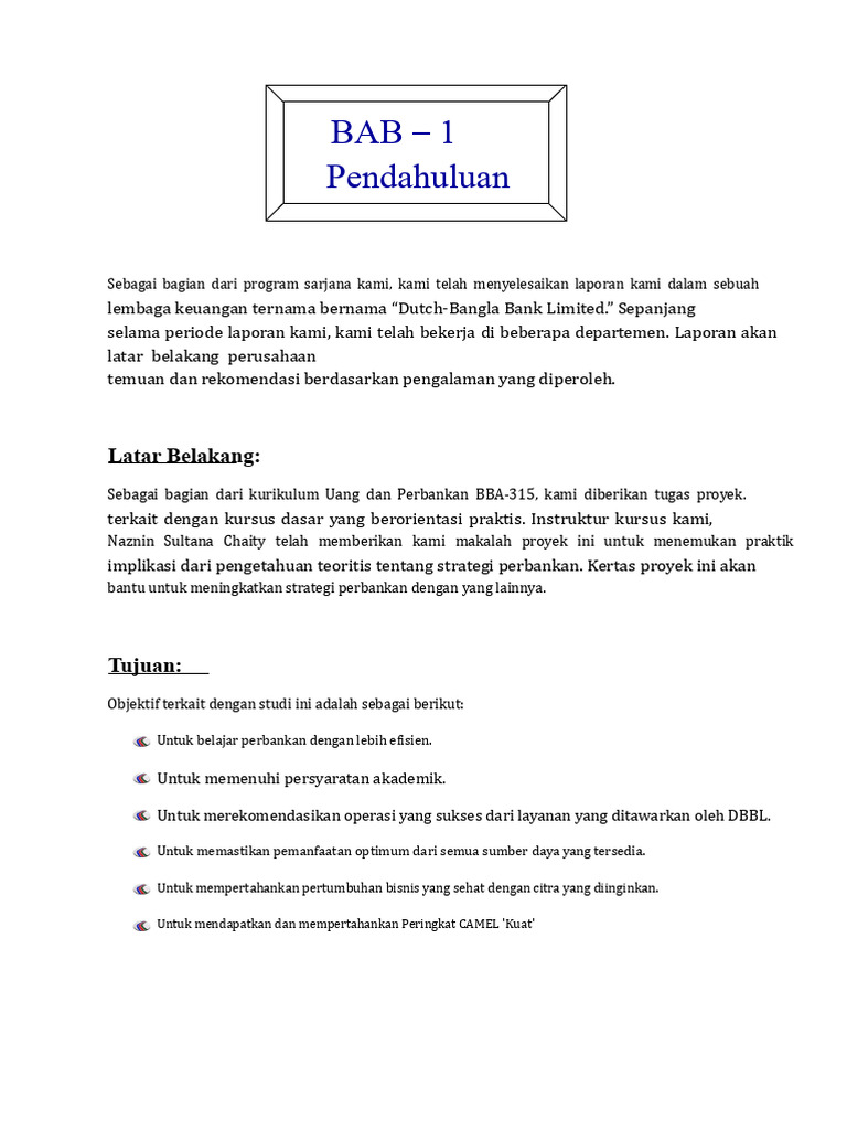 Laporan Praktik Perbankan DBBL | PDF