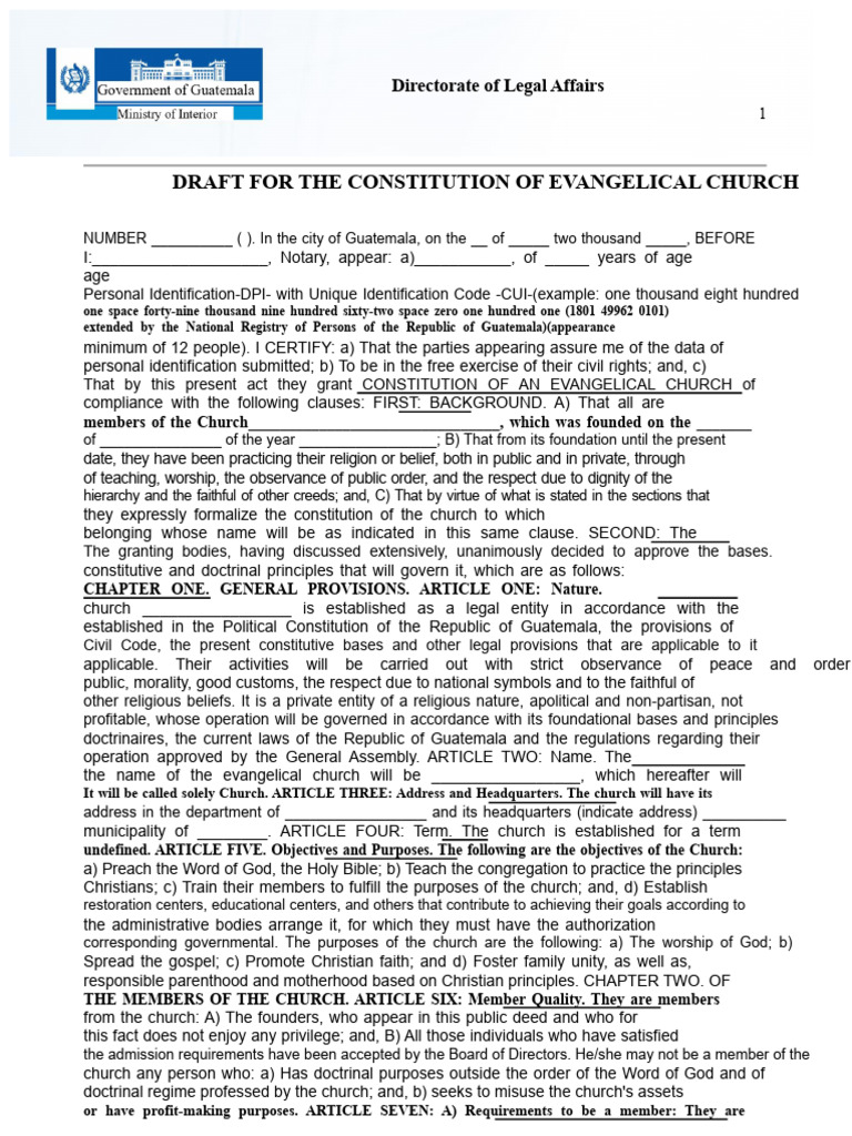 Constitution of Evangelical Church Draft | PDF | Liquidation | United ...