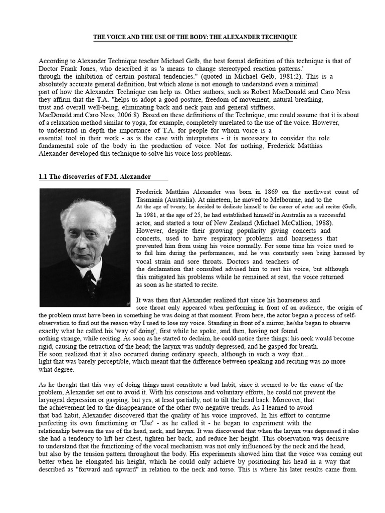 The Voice. Alexander Technique. | PDF | Alexander Technique | Human Voice