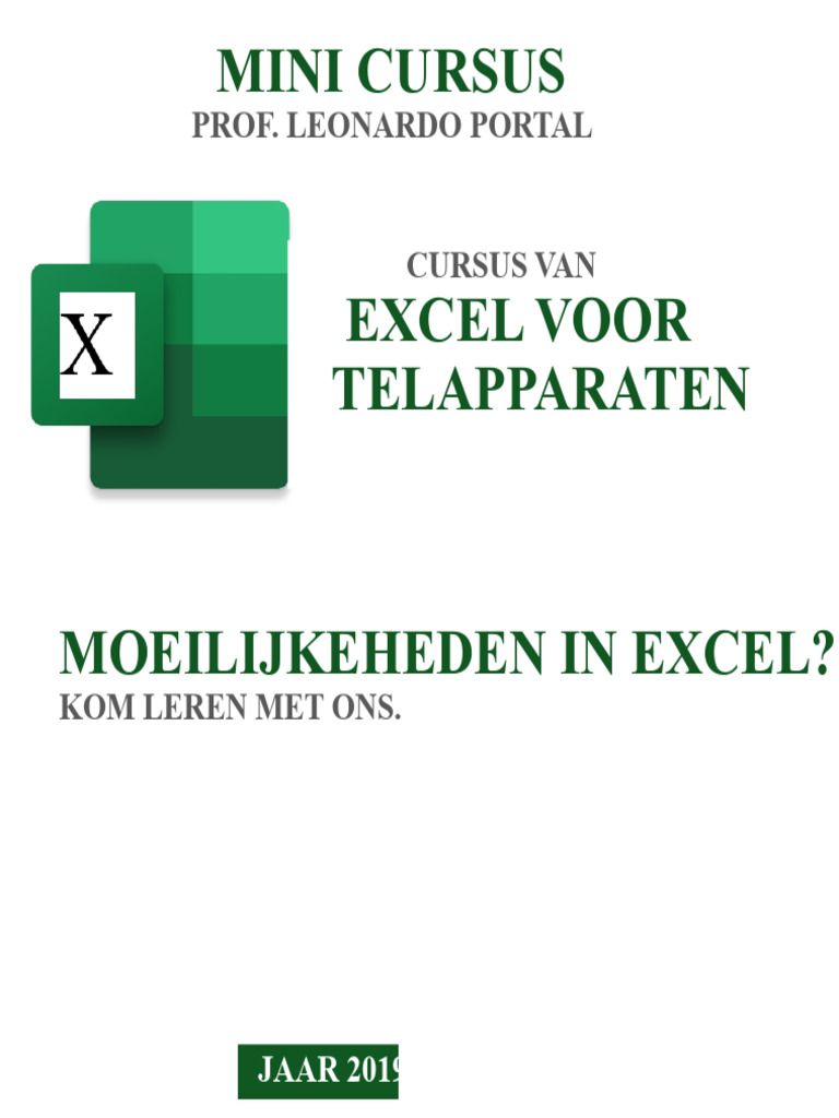 Excel Voor Boekhouding - Prof. Leonardo Portal | PDF