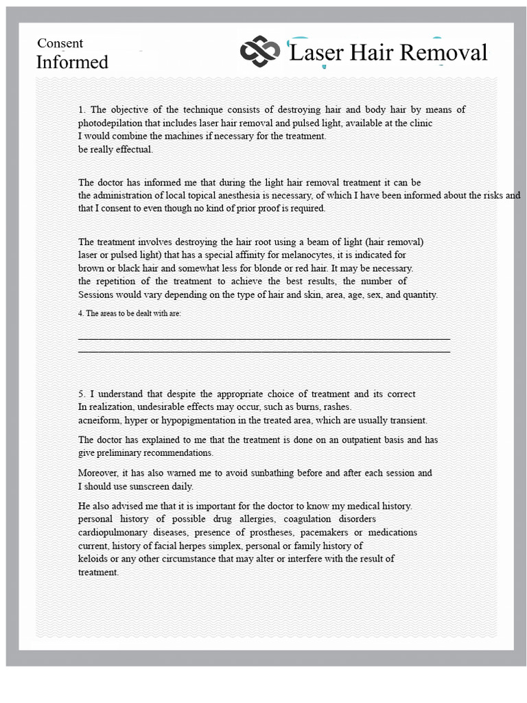 Informed Consent - Laser Hair Removal | PDF | Informed Consent | Hair