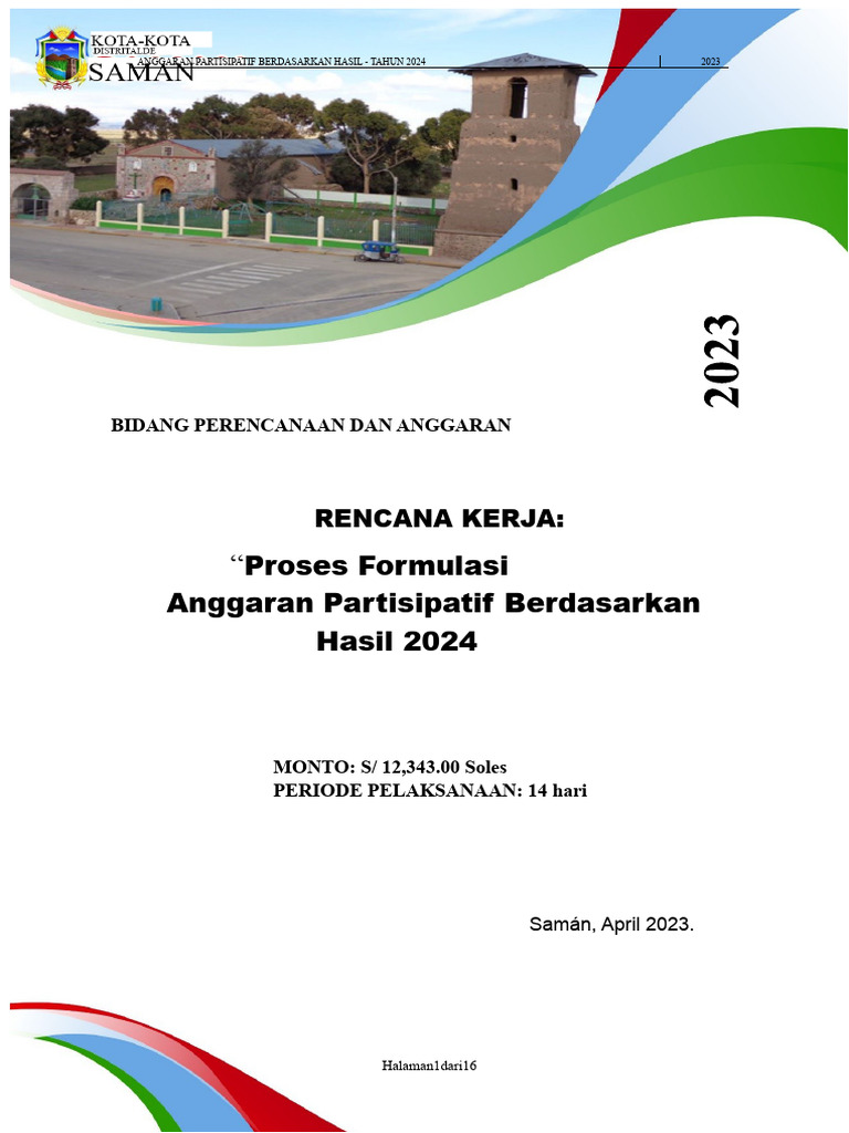 Rencana Kerja - Anggaran Partisipatif 2024 | PDF