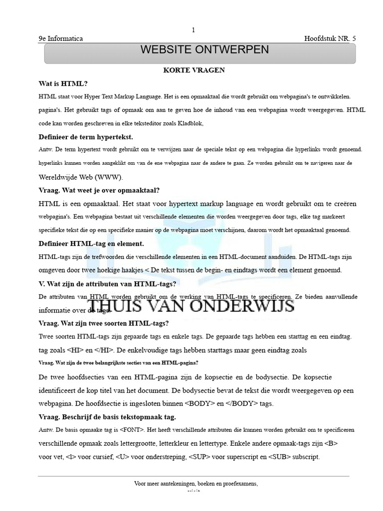 9e Klas Computer Hoofdstuk Nr. 5 | PDF