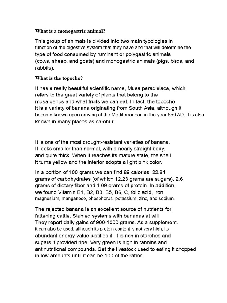 Nutritional Insights on Polygastric Animals | PDF | Foods | Banana