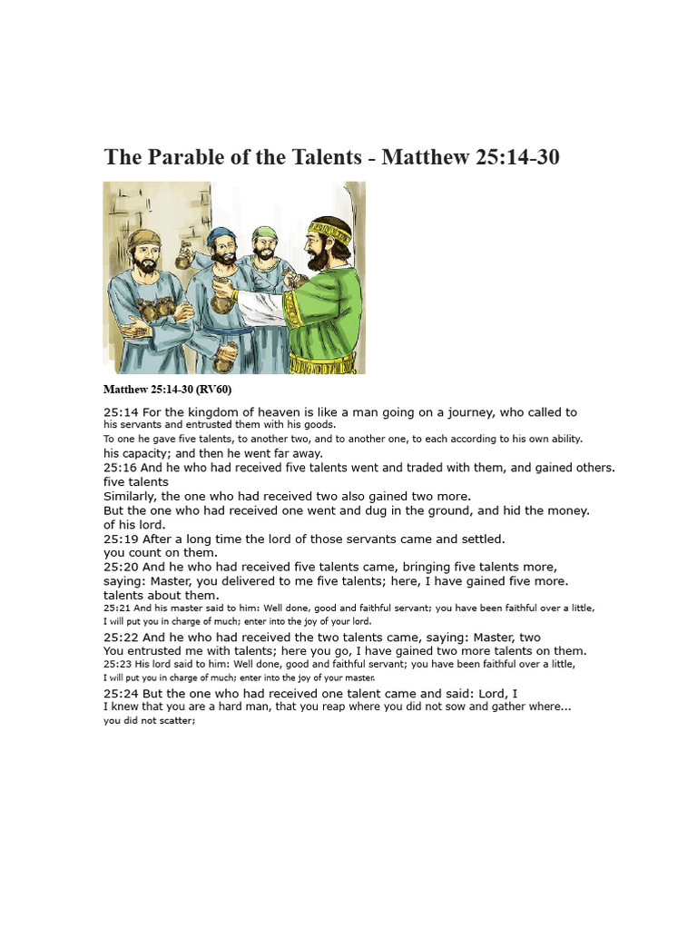 The Parable of the Talents Explained | PDF | Jesus | Christian Belief ...