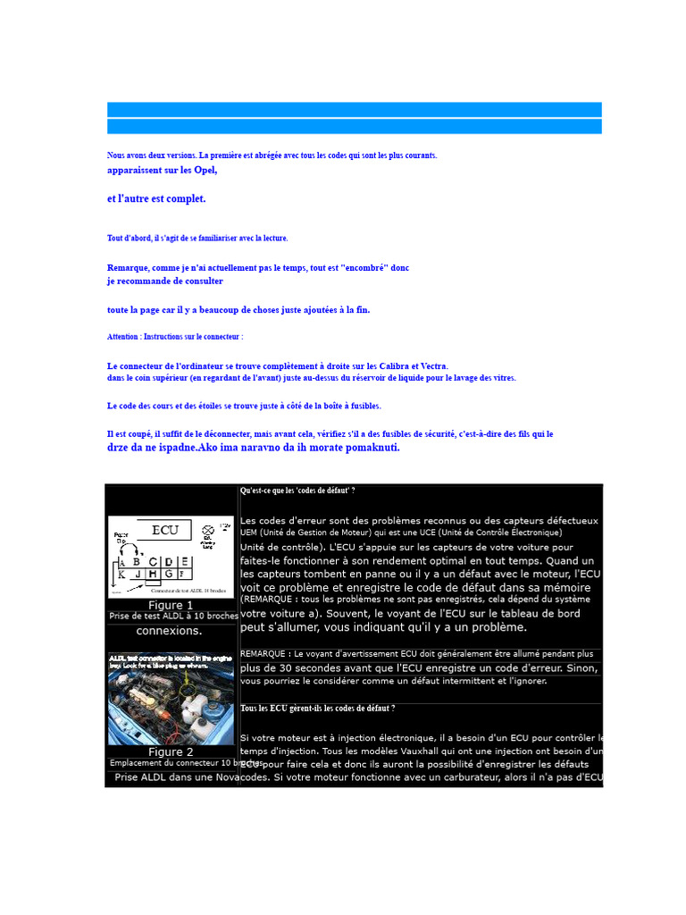 Codes de défaut ECU pour Opel et Vauxhall | PDF | Injection (moteur ...