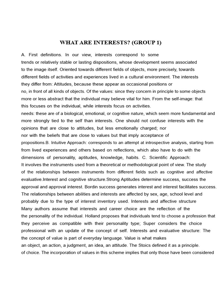 Interests, Abilities, Values, Interests, IQ, Vocational and Personality ...
