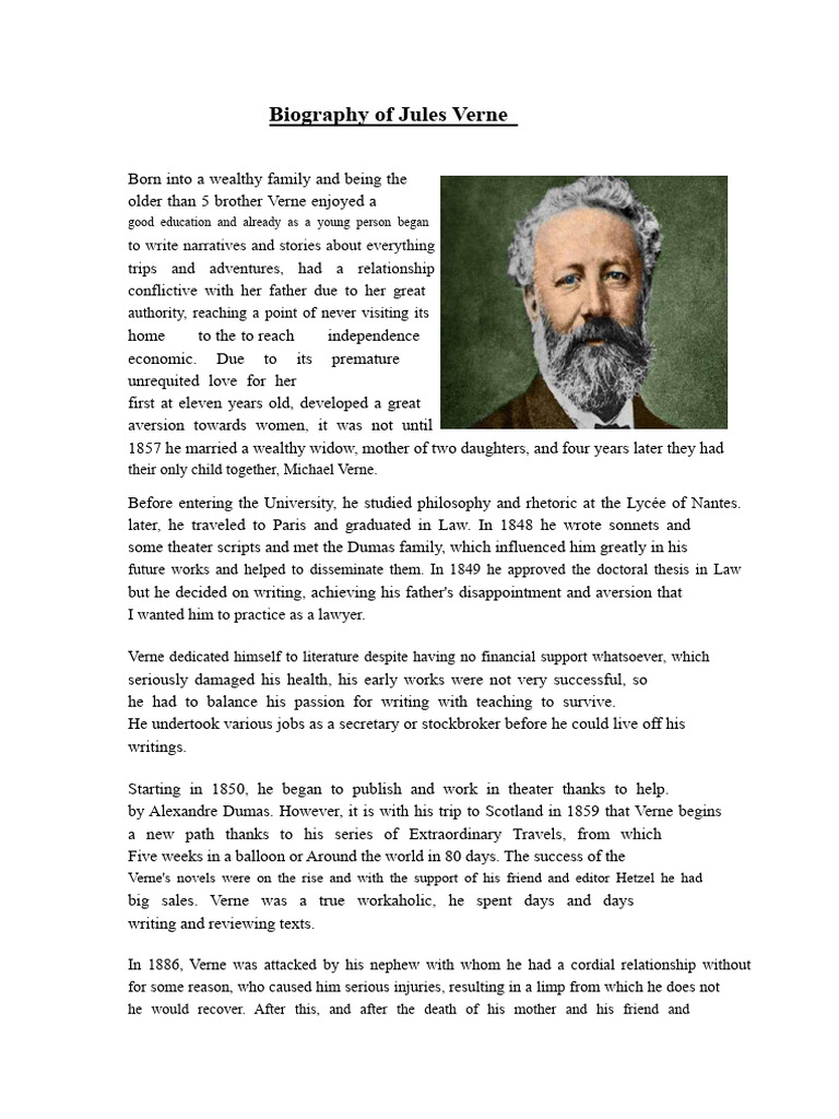 Biography of Jules Verne | PDF | Jules Verne