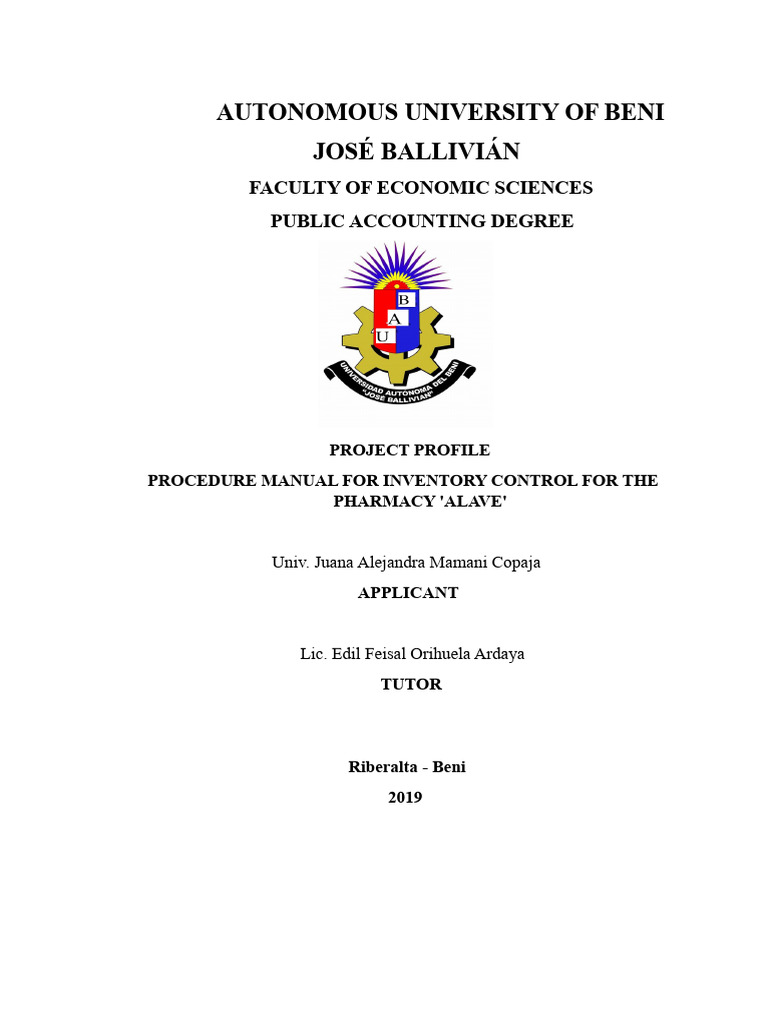 Project Profile - Inventory Control System For The Pharmacy | PDF ...
