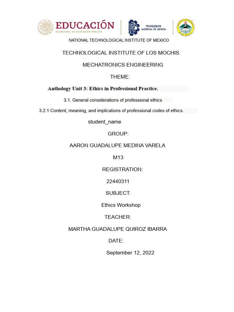 Anthology Unit 3 Ethics in The Exercise of The Profession | PDF ...