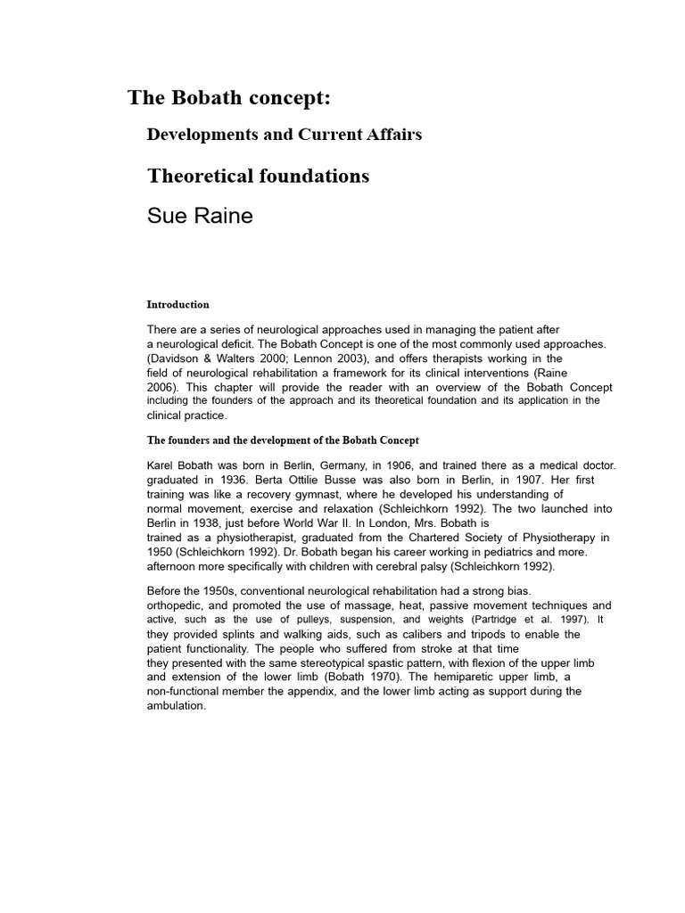 The Bobath Concept (Book Chapter 1) | PDF | Synaptic Plasticity ...