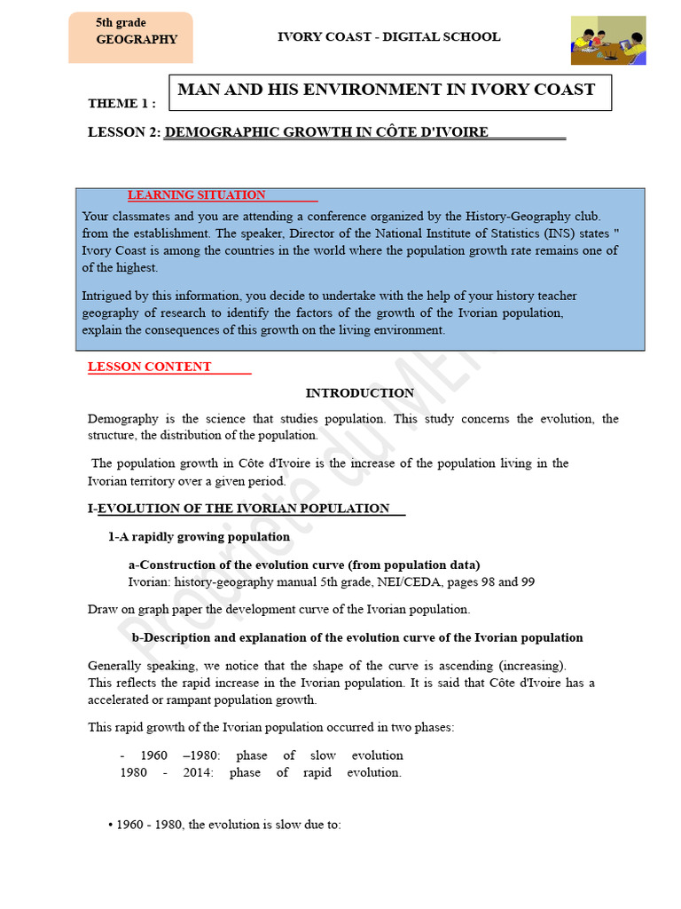 5th G2 - Population growth in Côte d'Ivoire | PDF | Ivory Coast ...