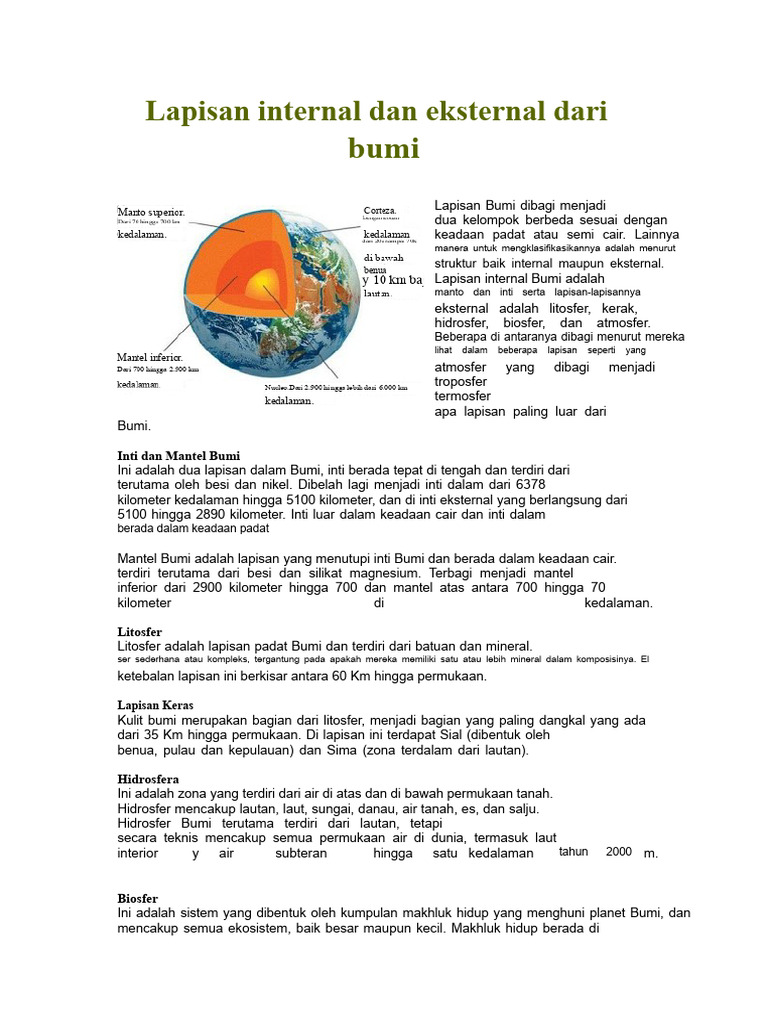 Lapisan Luar dan Dalam Bumi | PDF