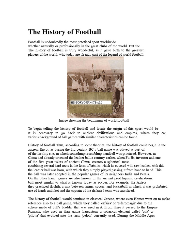 History of Football: Origins & Evolution | PDF | Sports | Association ...