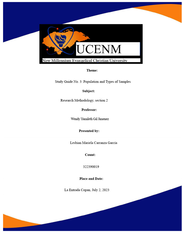 Study Guide No.3. Population and Types of Samples | PDF | Sampling ...