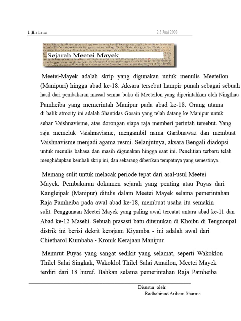 Sejarah Meitei Mayek... | PDF