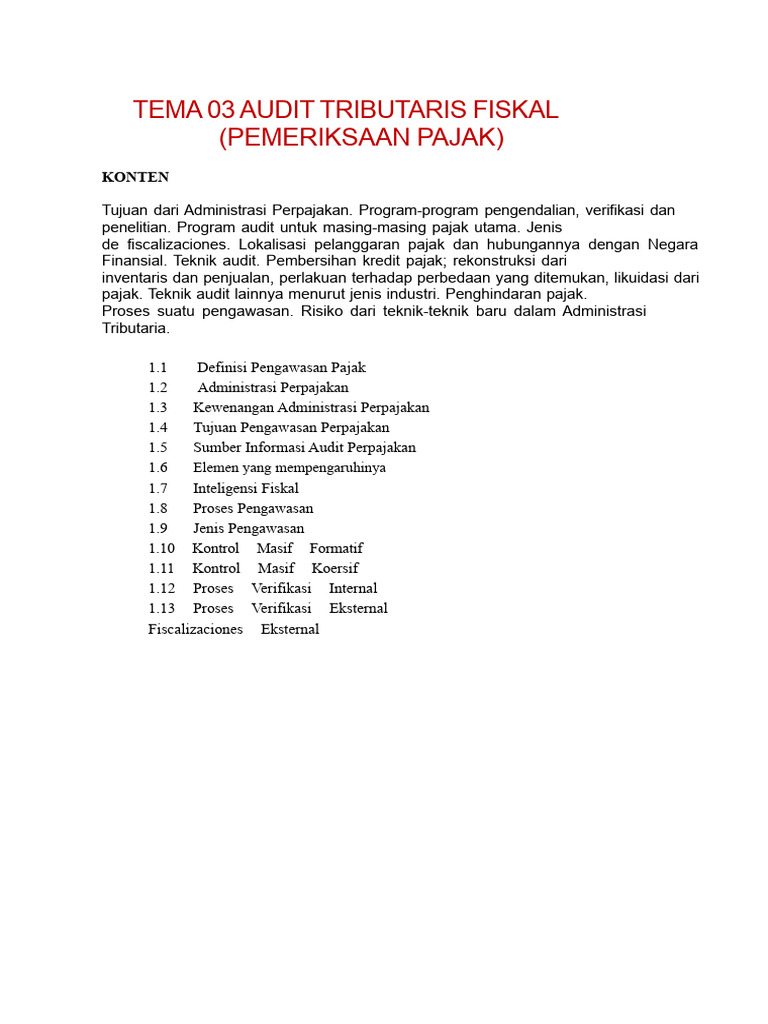 Audit Pajak: Teknik dan Proses Pengawasan | PDF
