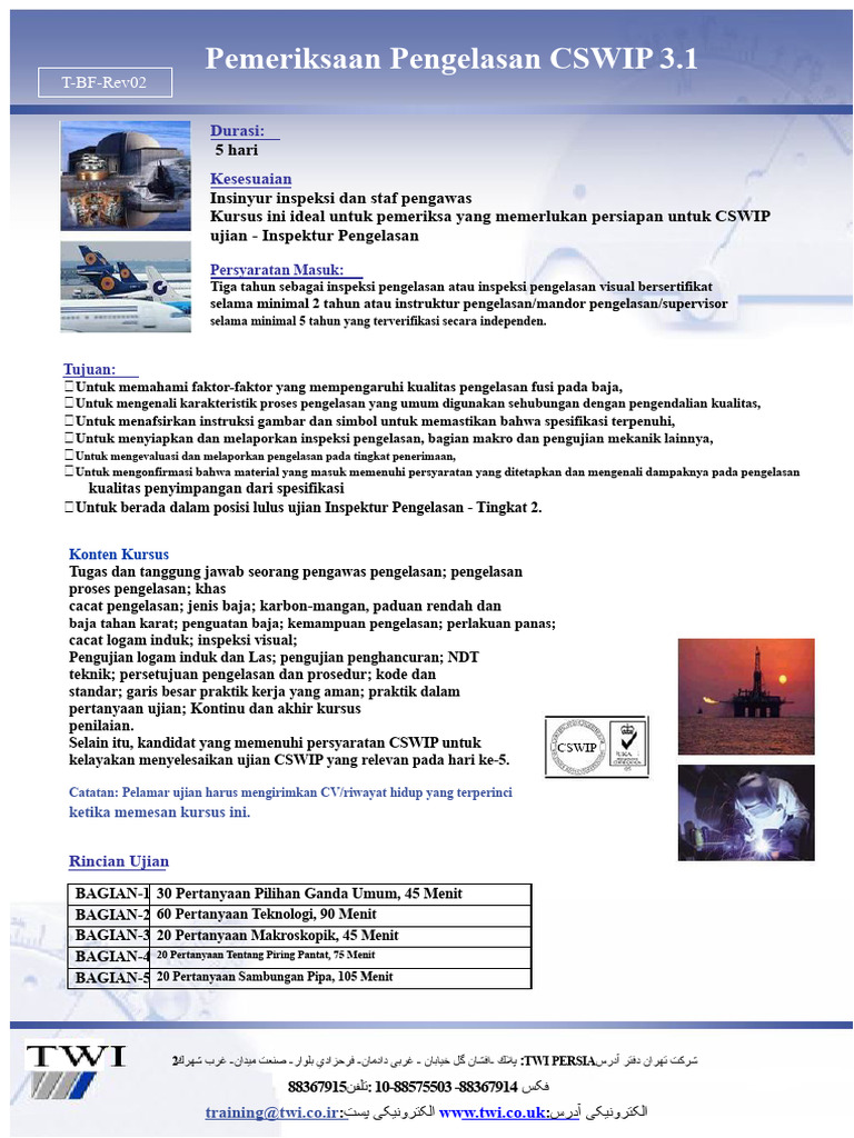 Kursus Inspektur Pengelasan CSWIP 3.1 | PDF