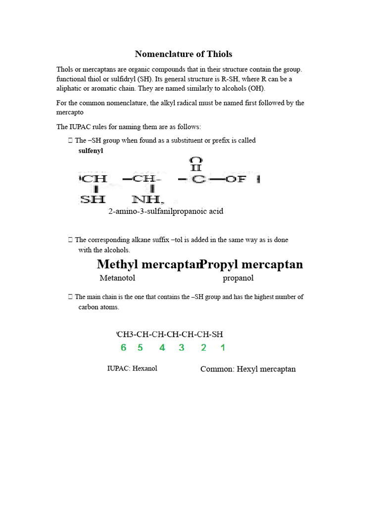 Nomenclature of Thiols and Sulfides | PDF | Thiol | Functional Group