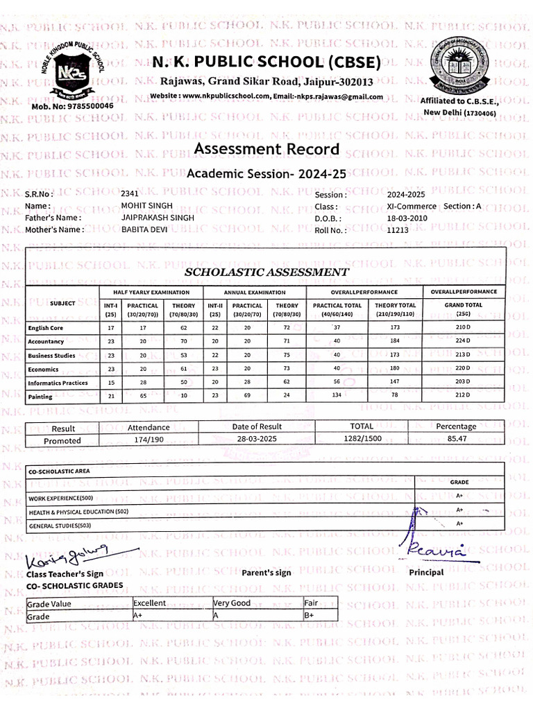 11th Marksheet | PDF