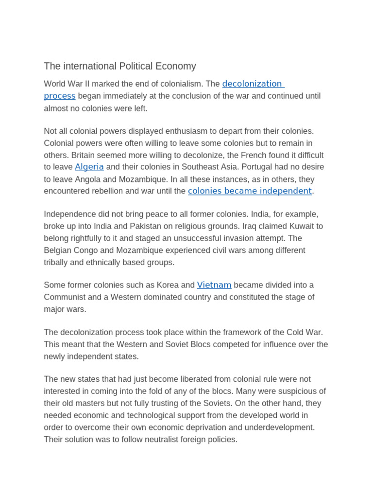 Decolonization and Neutralism Post-WWII | PDF | Exchange Rate | Bretton ...