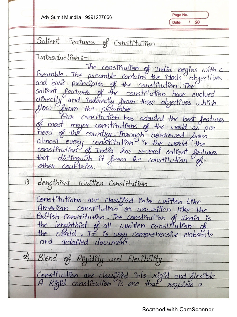Unit - 1 Salient Feature of Consti - by Student | PDF