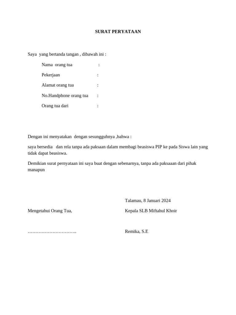 Surat Peryataan Rev3 | PDF