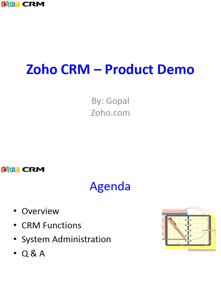 Zoho CRM Product Demo Overview | PDF | Customer Relationship Management ...