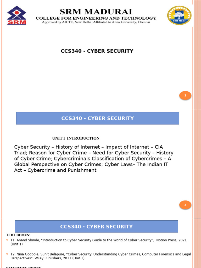 Cyber Security Unit 1 | PDF | Security | Computer Security