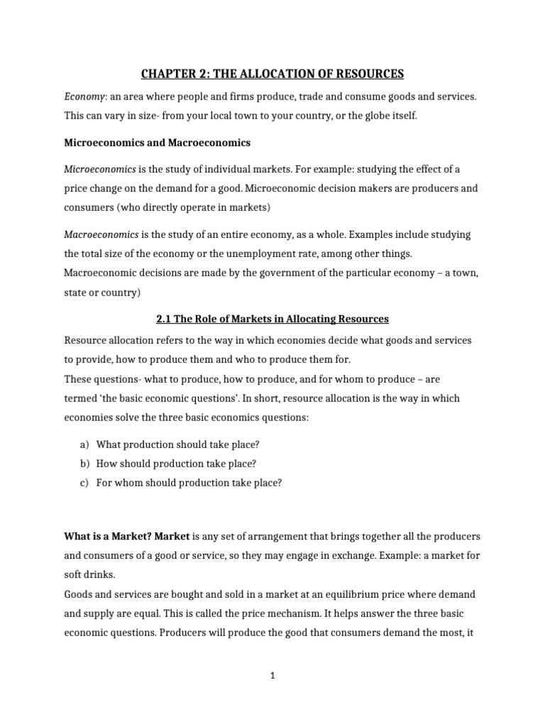2-The Allocation of Resources | PDF | Demand | Price Elasticity Of Demand