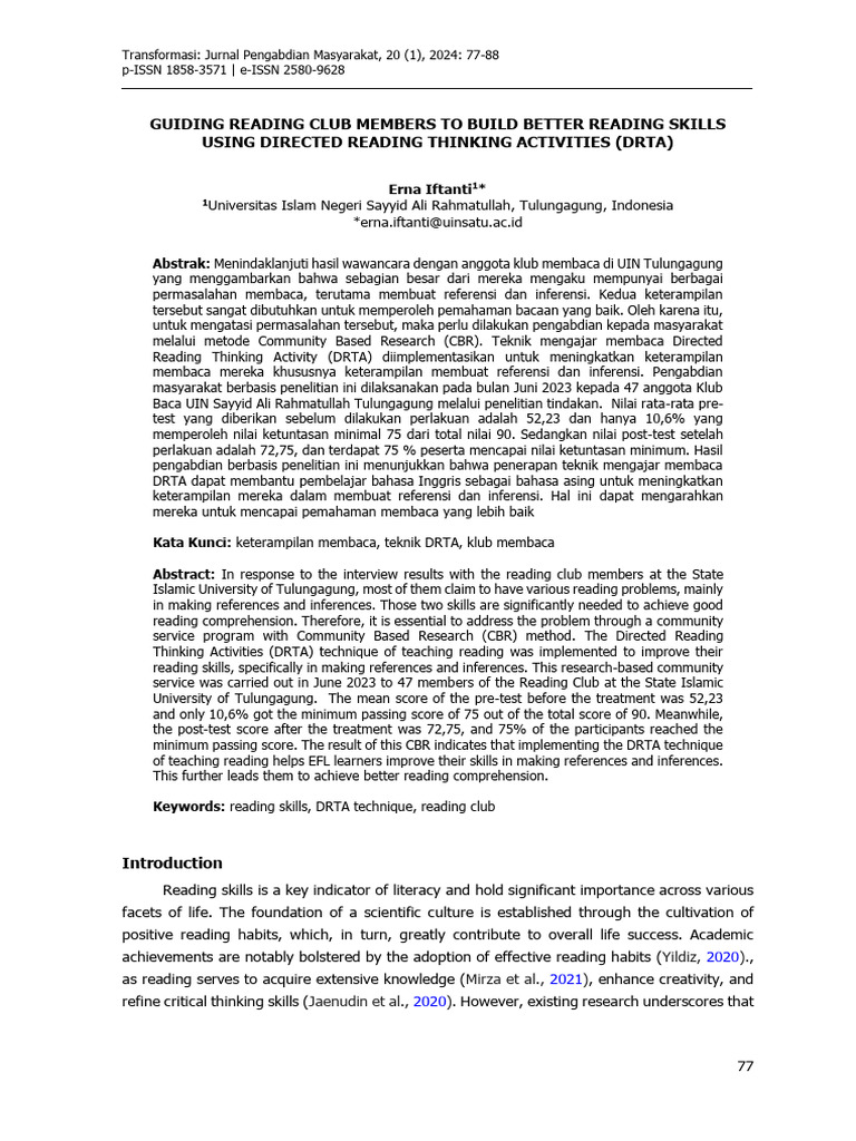 Guiding Reading Club Members To Build Better Reading Skills Using ...