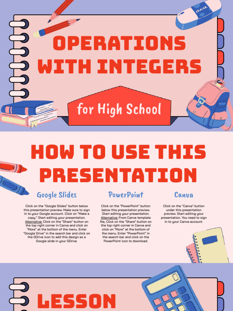 Operations With Integers Lesson For High School | PDF | Multiplication ...