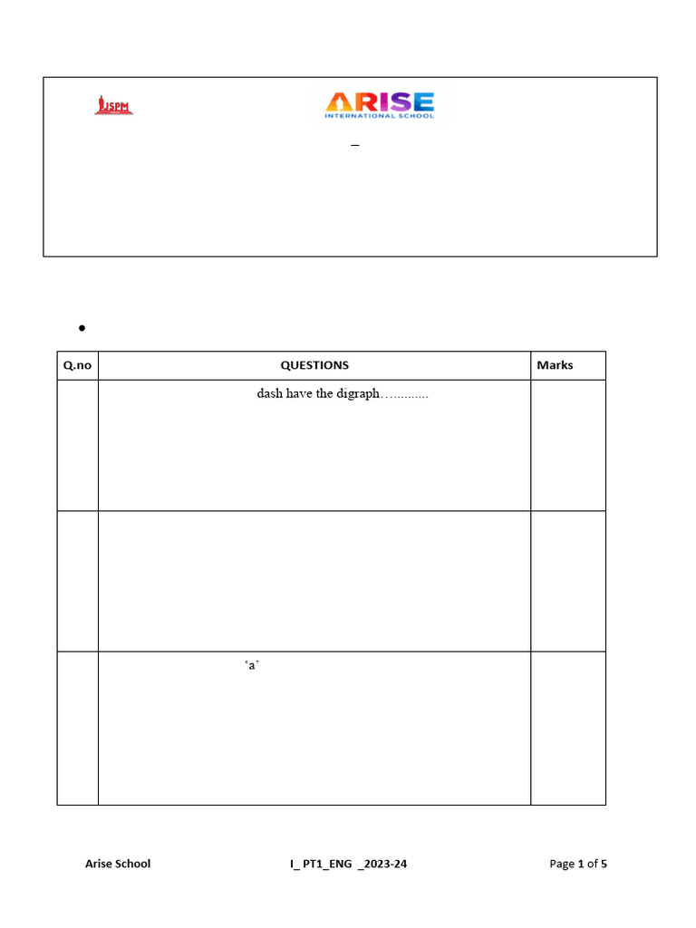 GR 1 - PT 1 English Sample | PDF | Linguistics