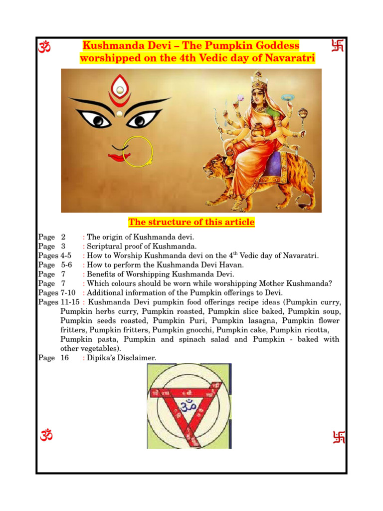 Kushmanda Devi The Pumpkin Goddess Worshipped On The 4th Vedic Day of ...