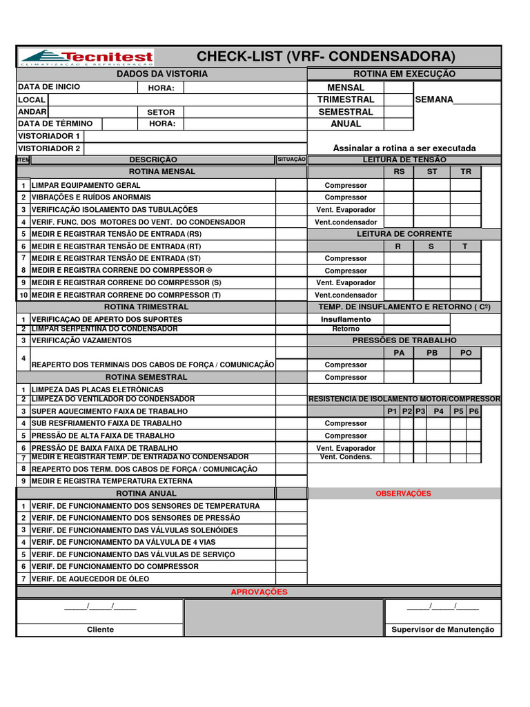 VRF Check List Cond | PDF | Automação predial | Temperatura