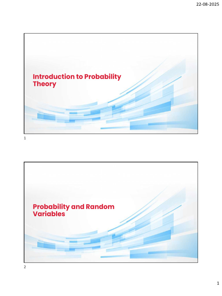 1 Probability Theory | PDF | Probability Distribution | Random Variable