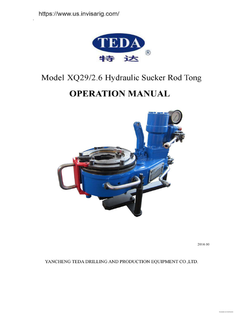 Hydraulic Sucker Rod Tong XQ29 2.6 | PDF