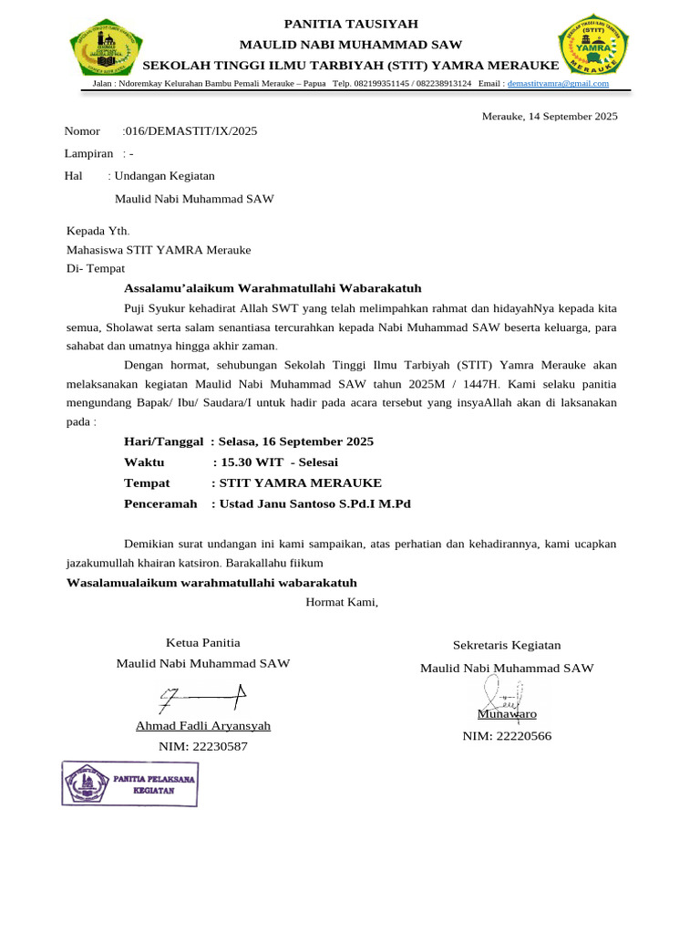 Undangan Tausiyah Maulid Nabi | PDF