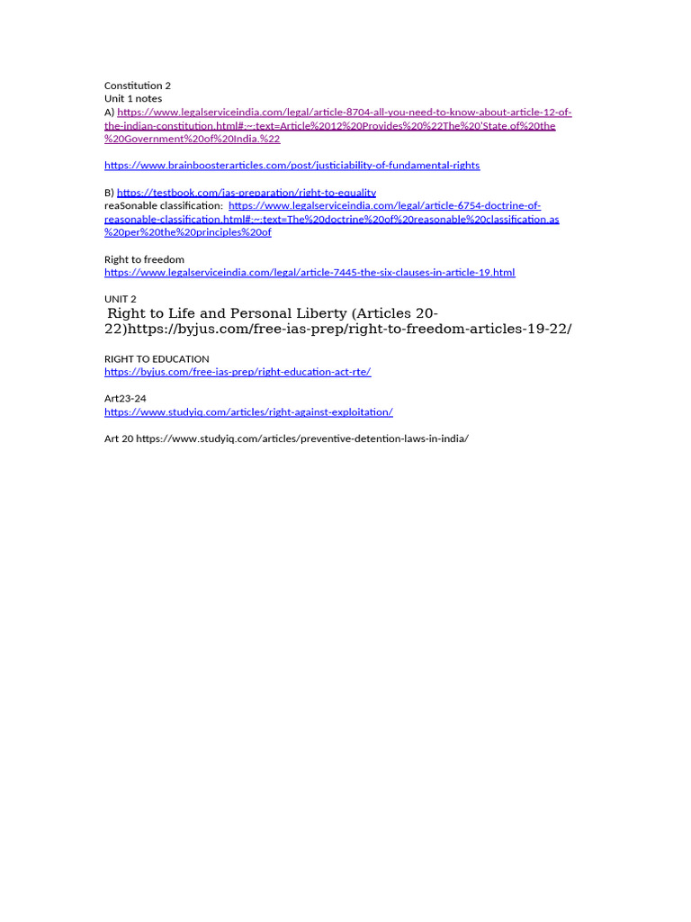 Constitution 2 NOTES Unit 1 and 2 | PDF