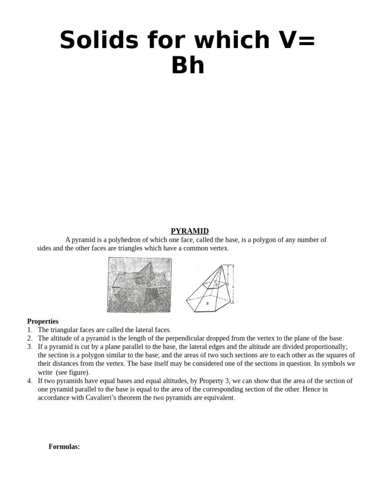 Solid in Which V One Third BH | PDF | Triangle | Area