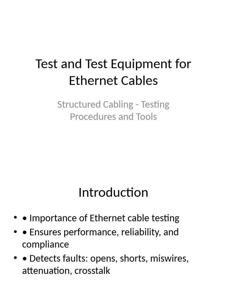 Ethernet Cable Testing Procedures Guide | PDF