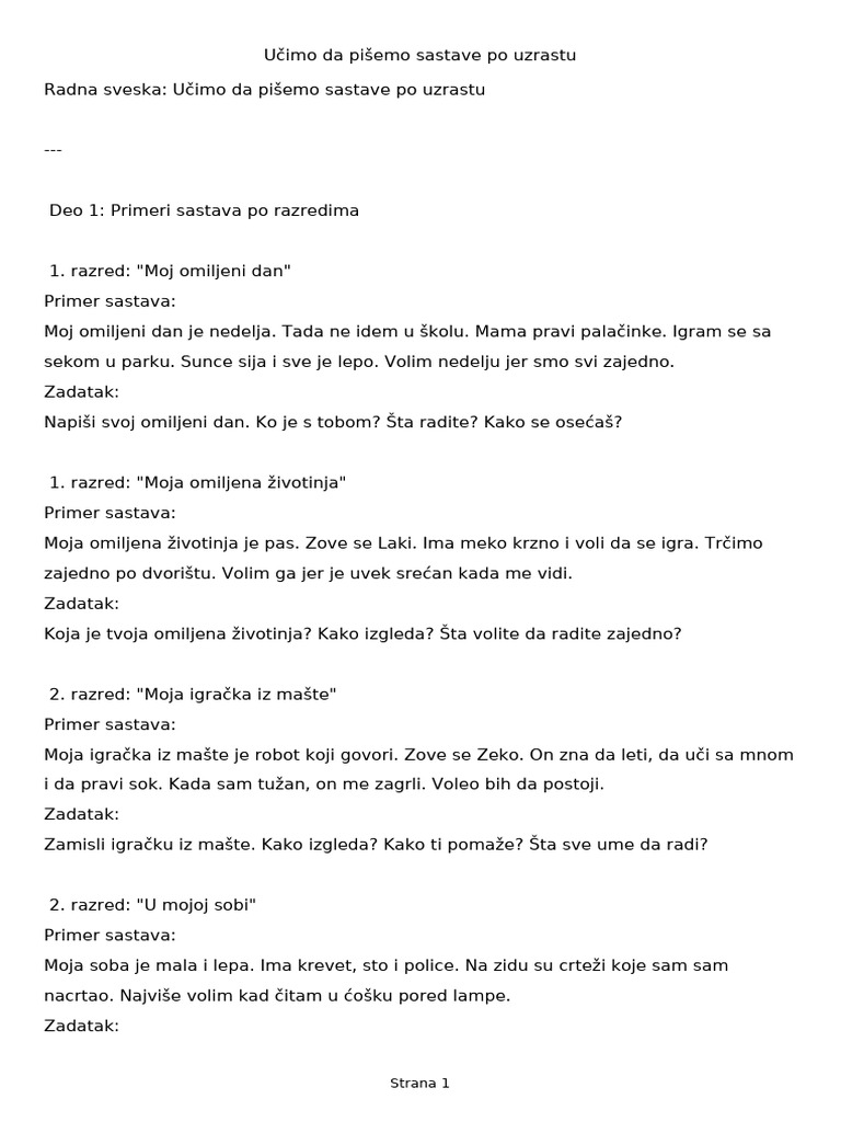 Ucimo Da Pisemo Sastave LAT | PDF